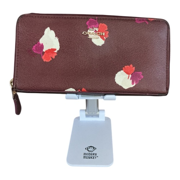 Coach | Bags | Coach Accordion Zipper Wallet In Deep Berry And Floral ...